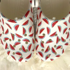 CROCS | Shoes | Crocs Watermelon Classic Clogs Summer White Shoes ...